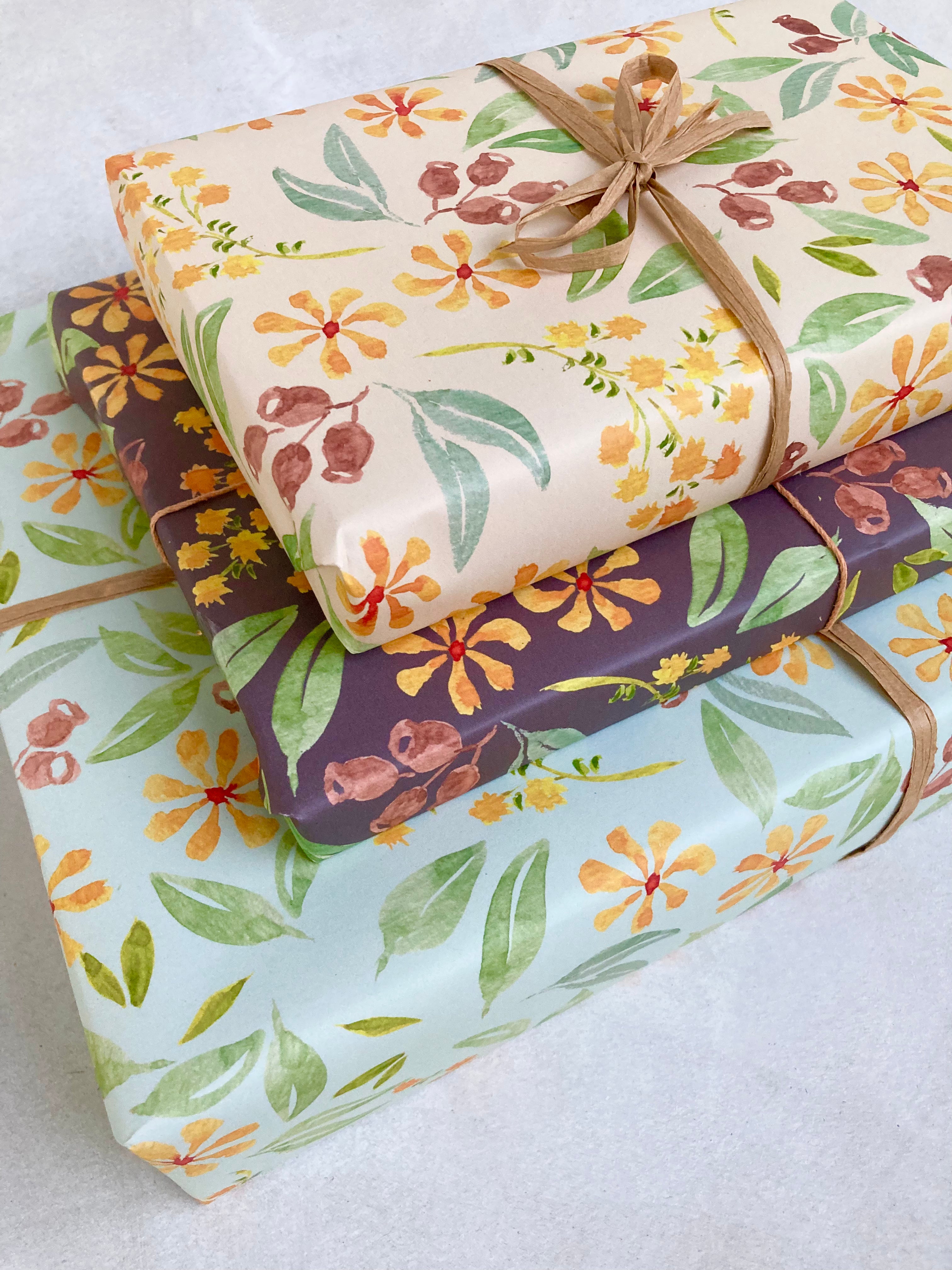 Wrapping Paper Pack - Aussie Flora in Mint & Mud – Studio Jessica Rose